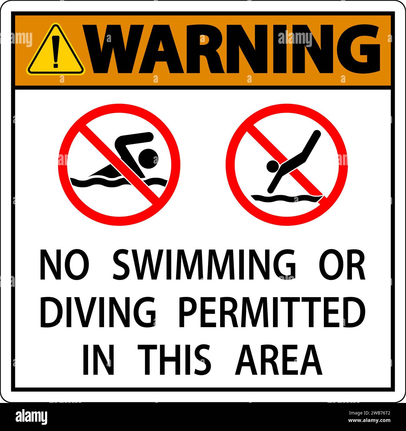 Pool Warning Sign No Swimming Or Diving Permitted In This Area Stock ...