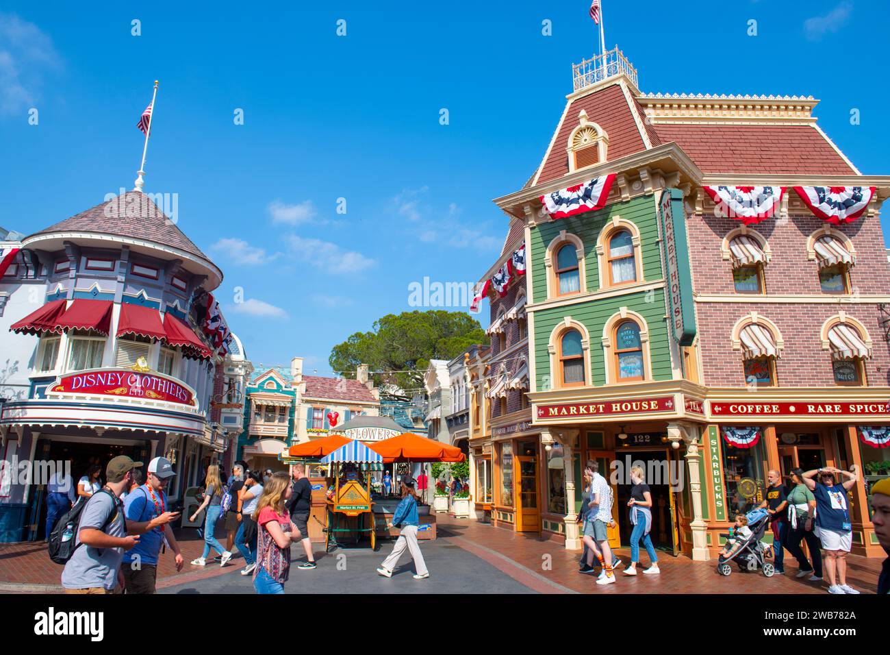 Historic commercial buildings on Main Street at Disneyland Park in ...