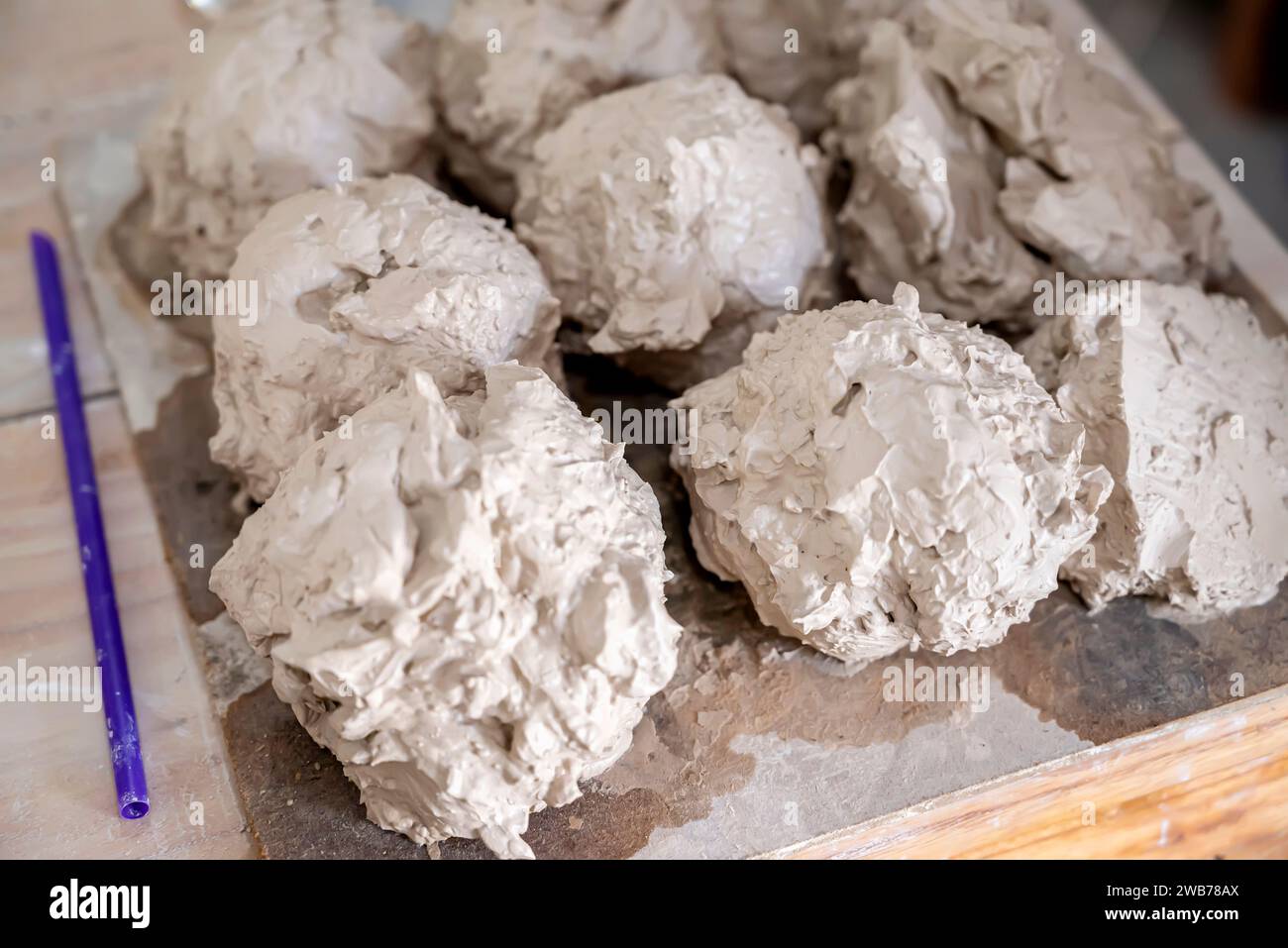 Set of wet clay material for making a clay craft porcelain. Pottery ...