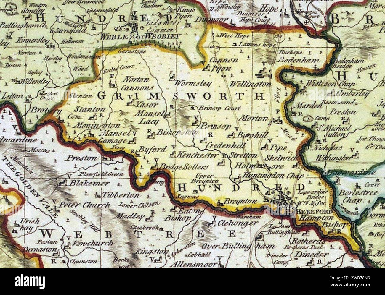 Grimsworth Hundred in An Accurate Map of Hereford Shire Divided into ...