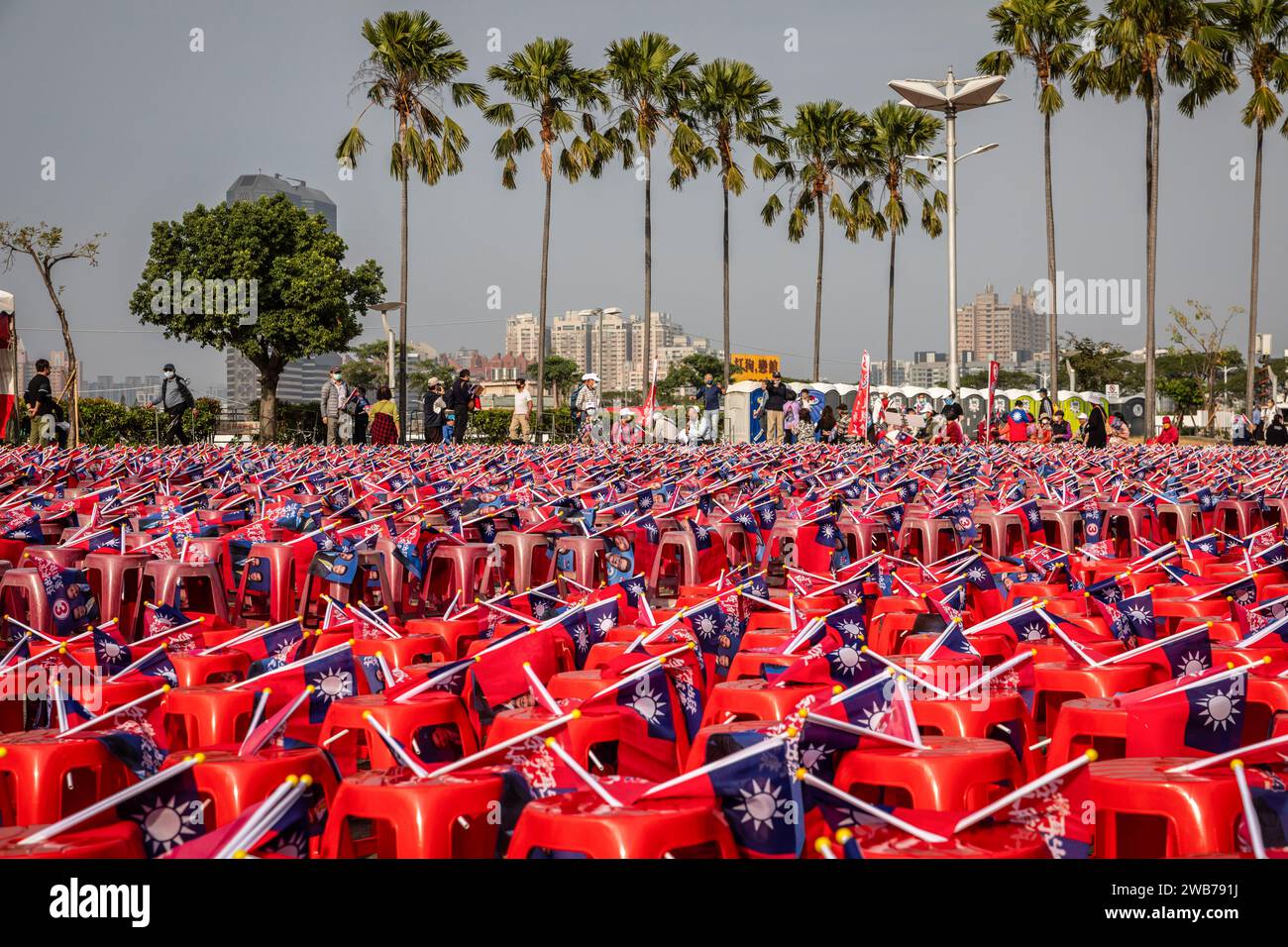 Kaohsiung, Taiwan. 07th Jan, 2024. Unattended chairs seen at the KMT ...