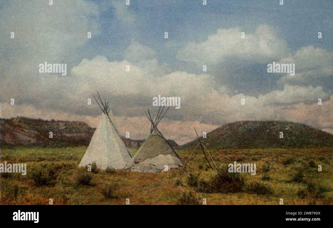 ''In Apache Land, Arizona. Fred Harvey series. Two teepees.'' Stock ...