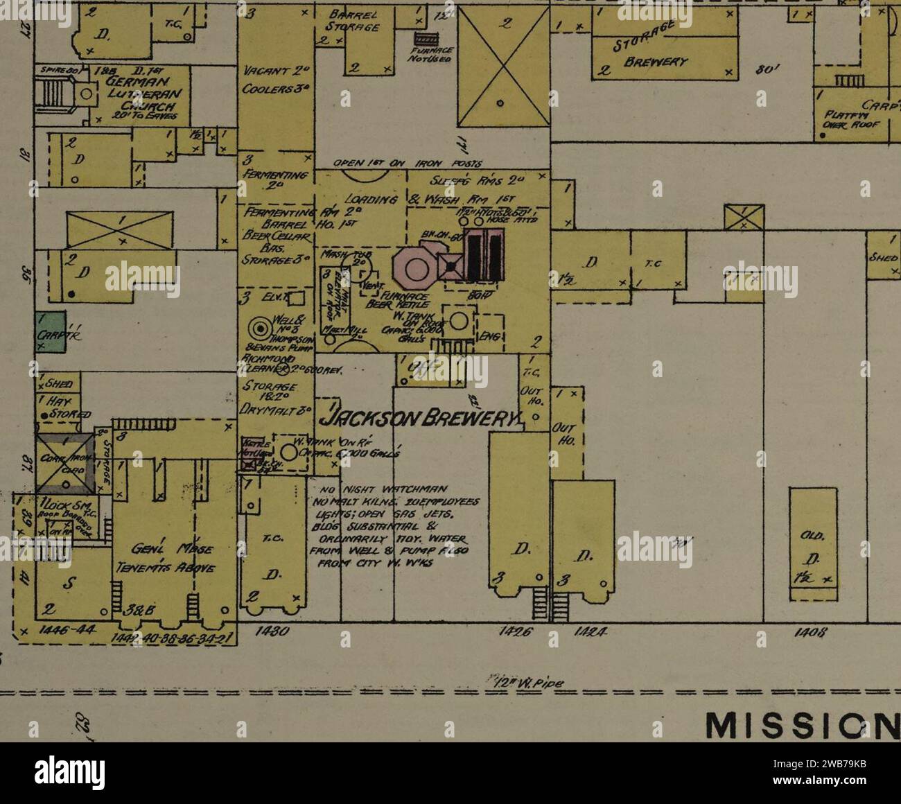 ''JACKSON BREWERY'' in 1889 map detail, Sanborn Fire Insurance Map from ...