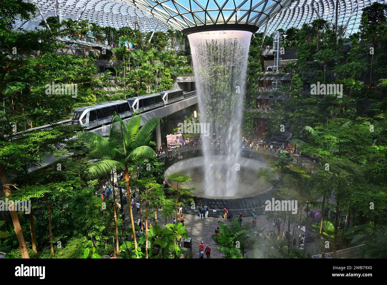 The Rain Vortex, the world's tallest indoor waterfall, at Jewel Changi ...