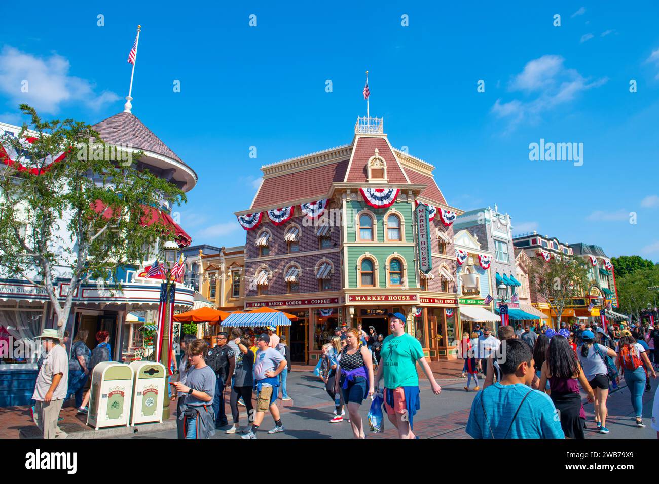 Historic commercial buildings on Main Street at Disneyland Park in Anaheim, California CA, USA ...