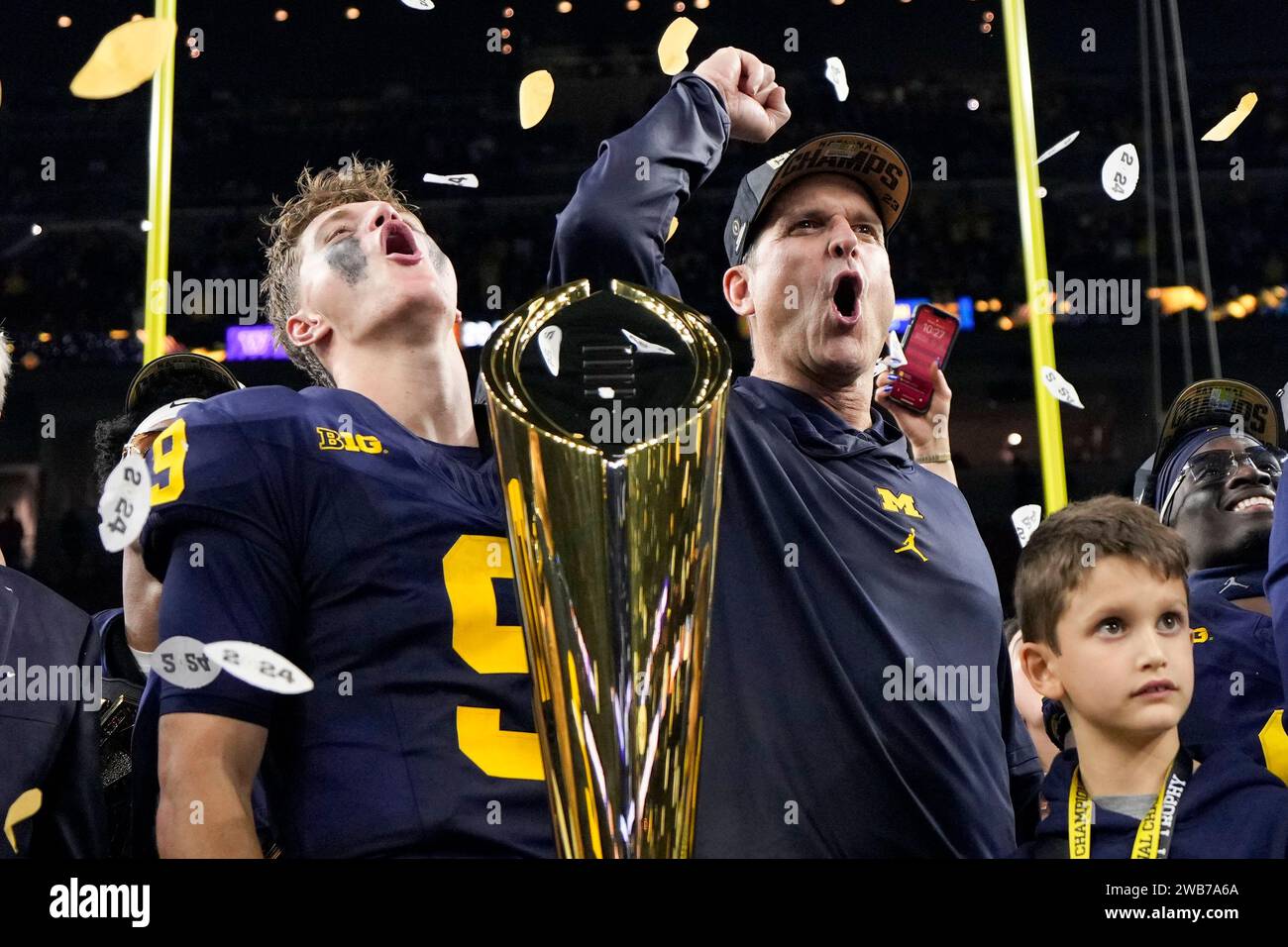 Michigan head coach Jim Harbaugh and quarterback J.J. McCarthy ...