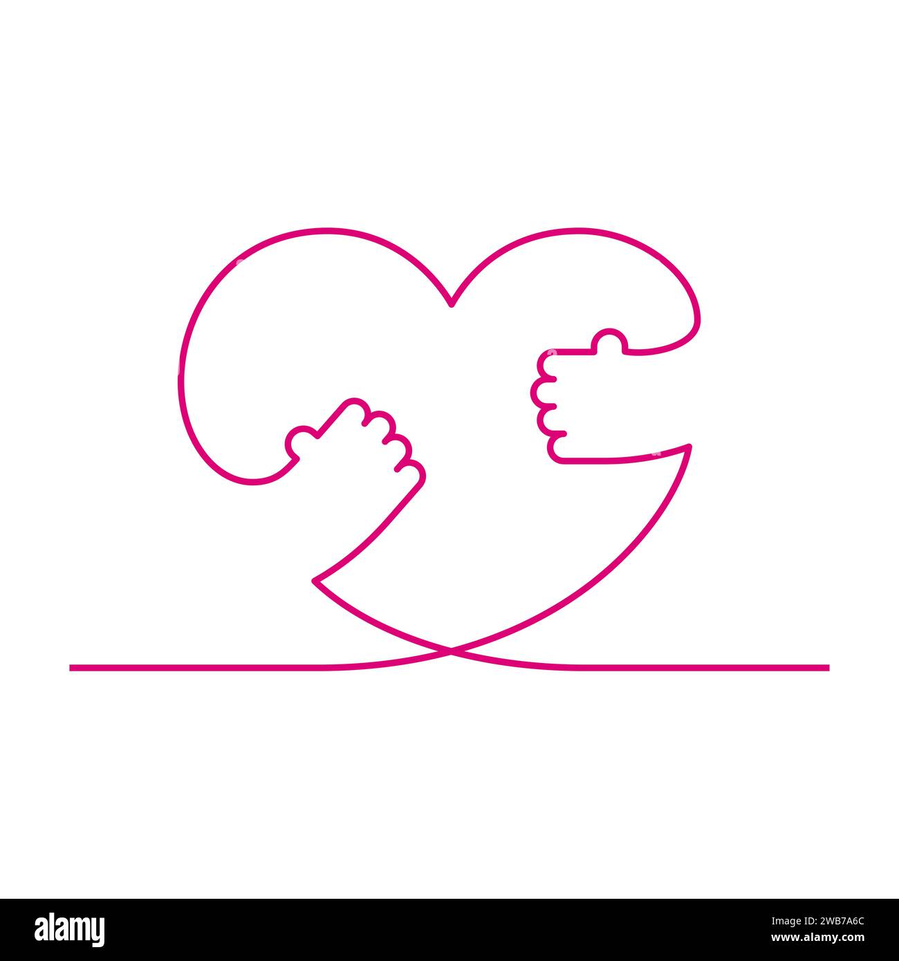 embracing heart one line drawing minimal thin line illustration Stock ...