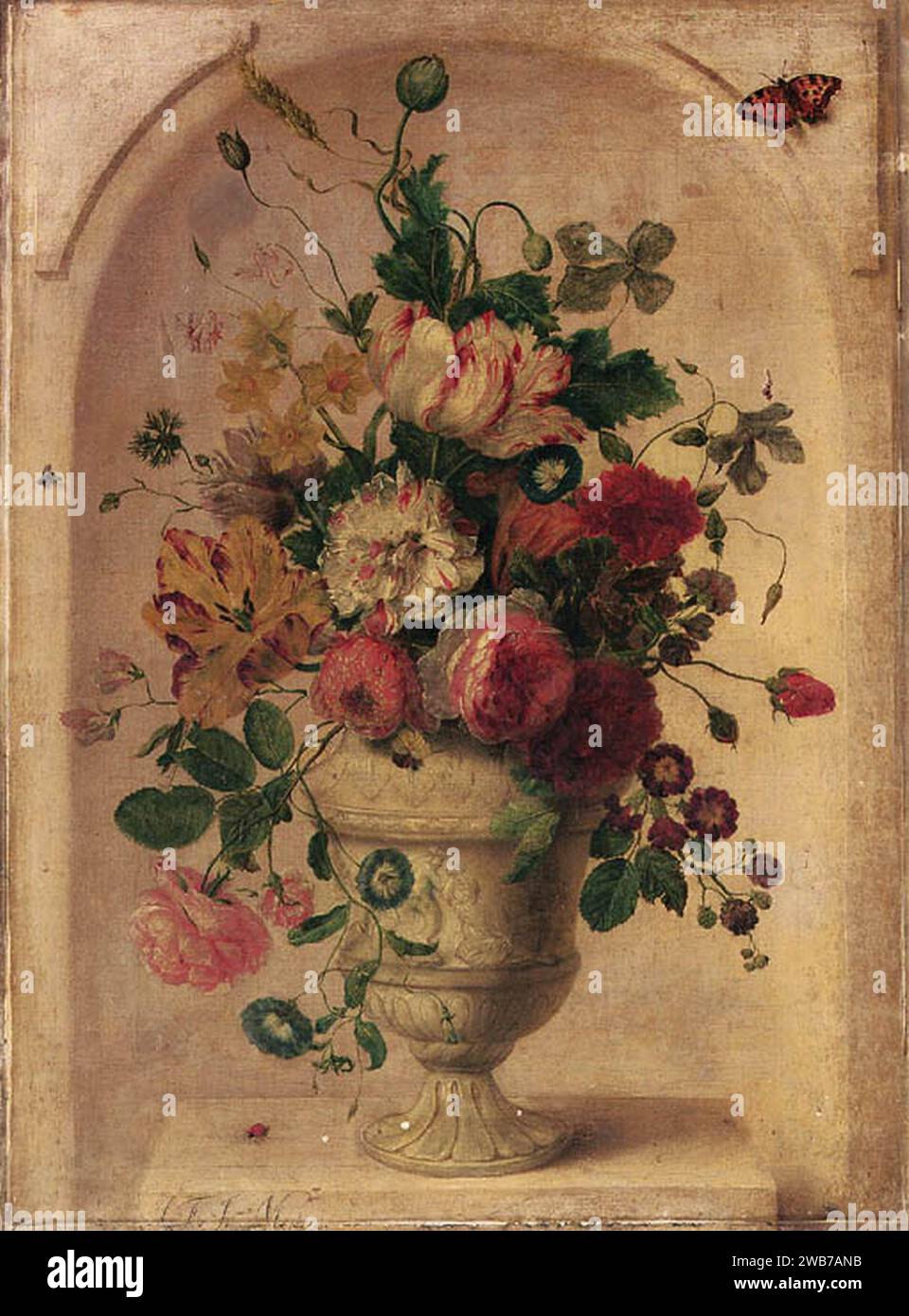 Jan Frans Josef Mertens - Roses, Tulips, Narcissi, Sweet Pea, Poppies ...