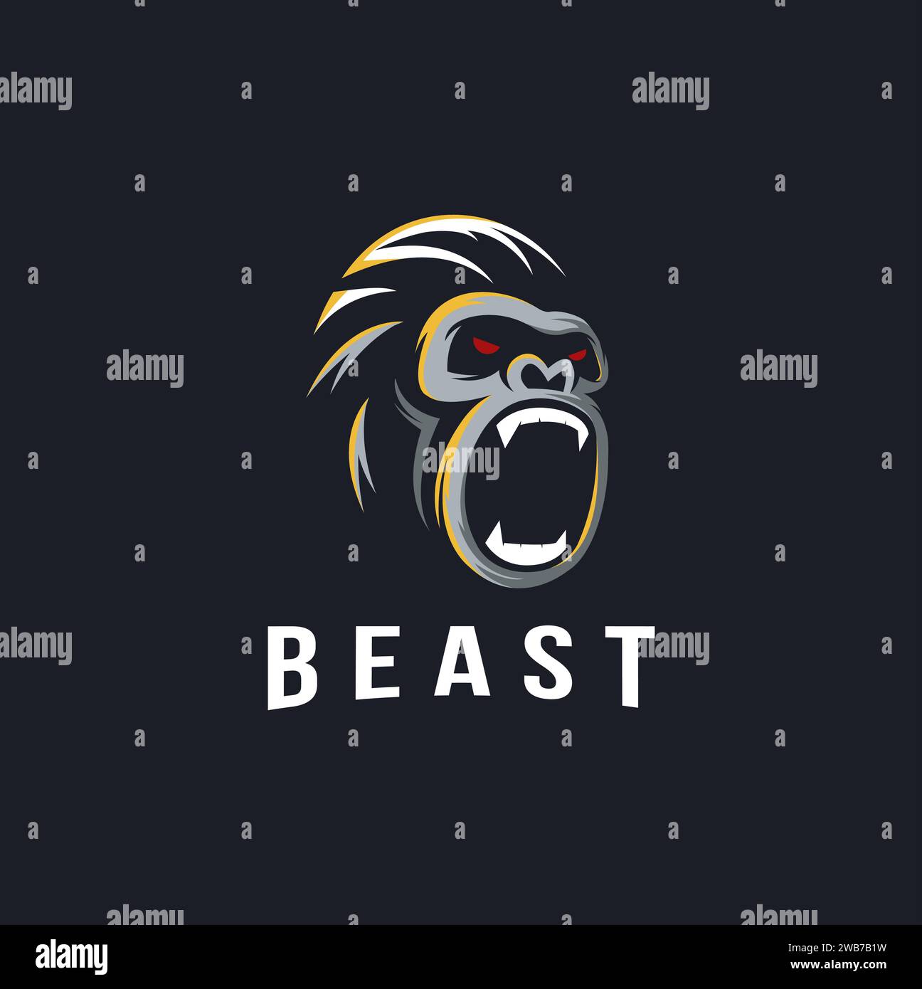 Simple powerful gorilla head logo icon on dark background Stock Vector ...