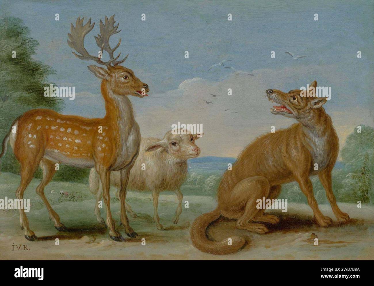 Jan van Kessel (I) - Four scenes from Aesop's fables, The deer and the ...