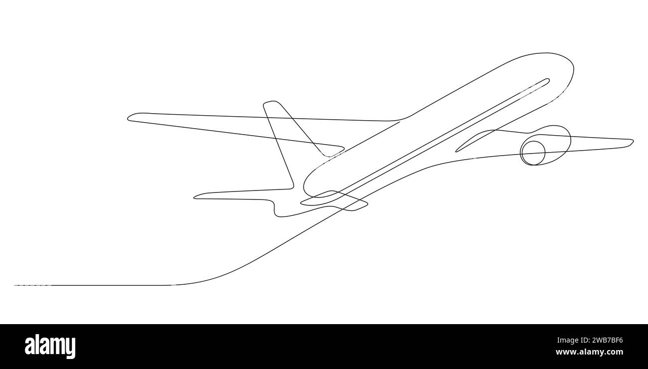 airplane takeoff minimalist continuous one line drawing thin line ...