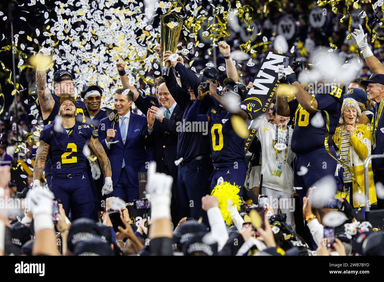 Houston, Texas, USA. 08th Jan, 2024. Michigan head coach Jim Harbaugh ...