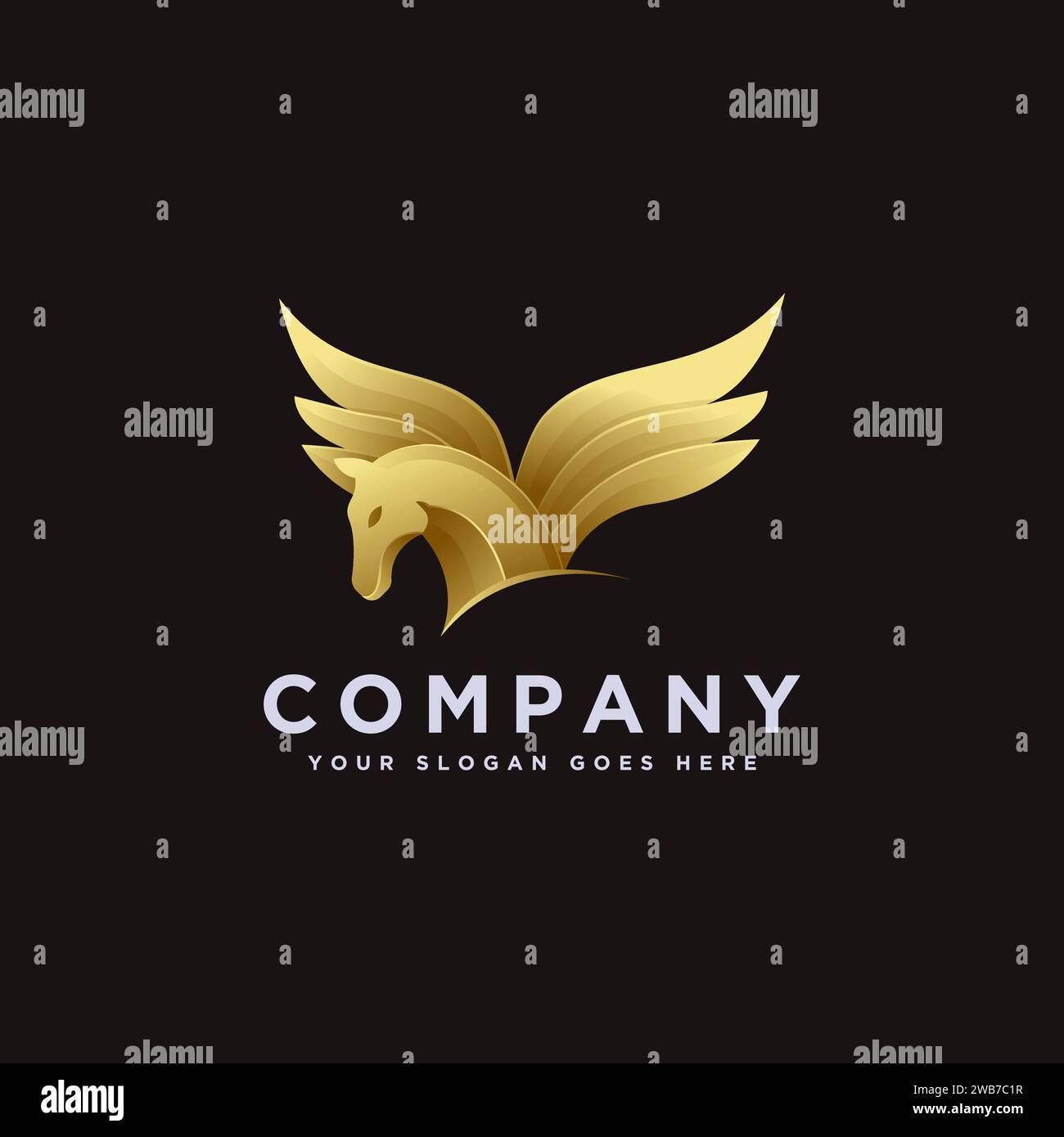 powerful elegance gold pegasus logo icon Stock Vector Image & Art - Alamy