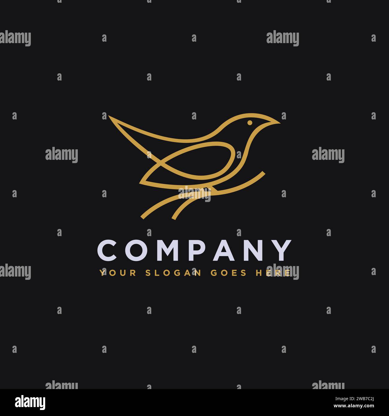 Simple branch and Bird line art logo vector icon Stock Vector Image ...