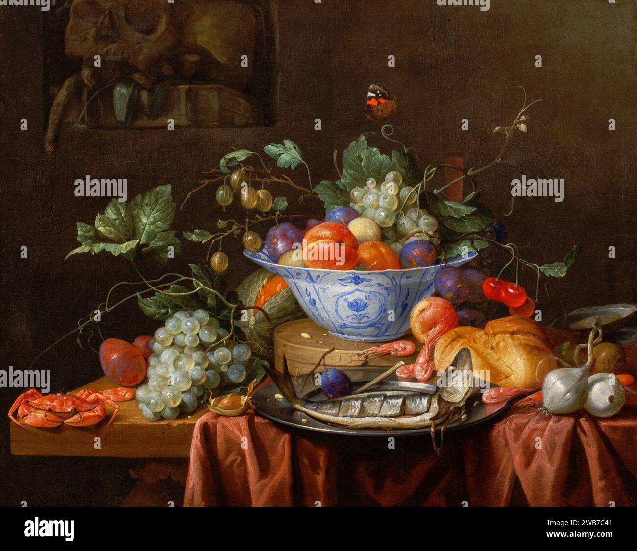 Joris van Son - Pronk Still Life with Fruit in a Wan-Li Porcelain Bowl ...