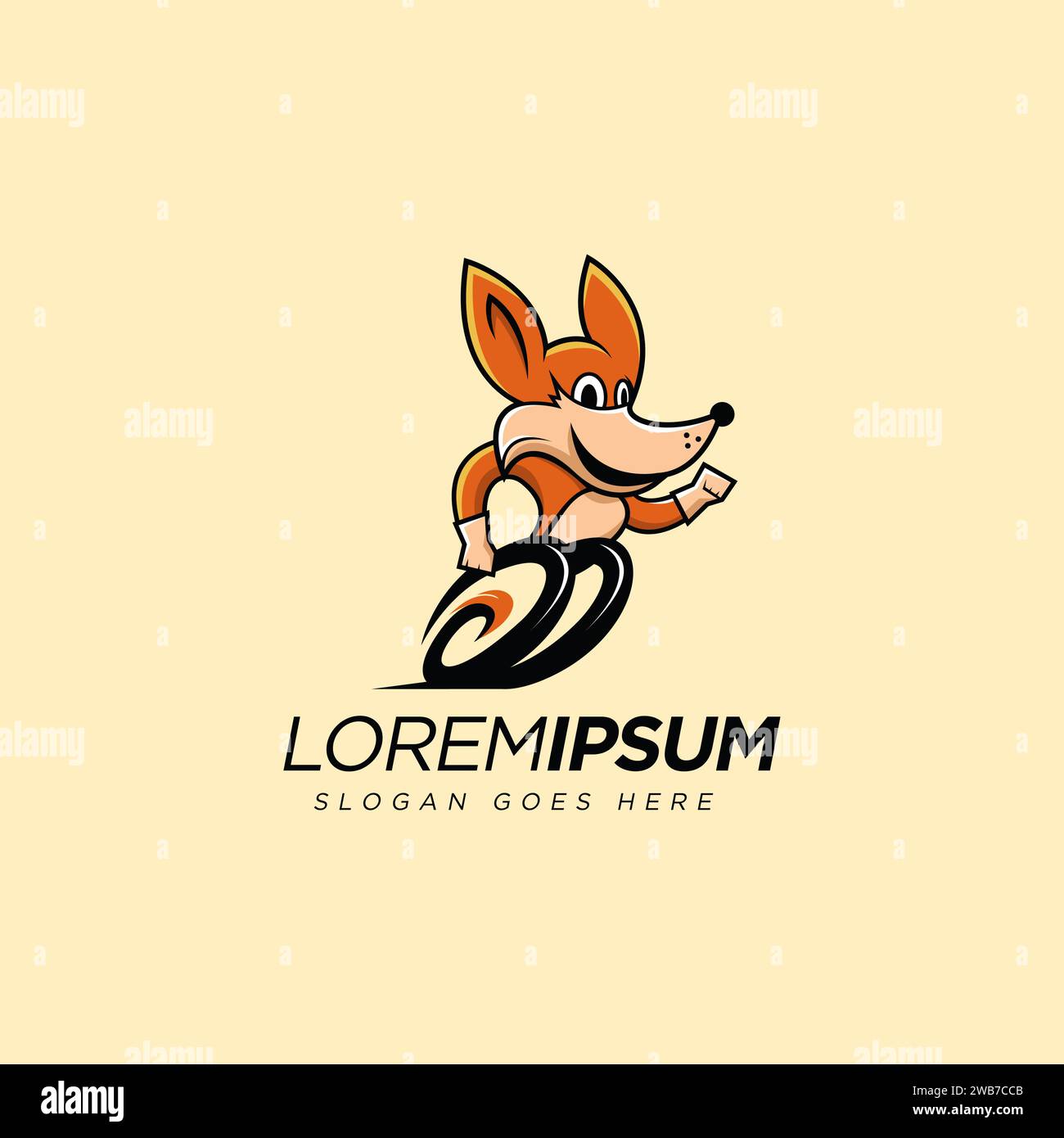 Mascot cartoon running coyote logo icon vector illustration on light ...