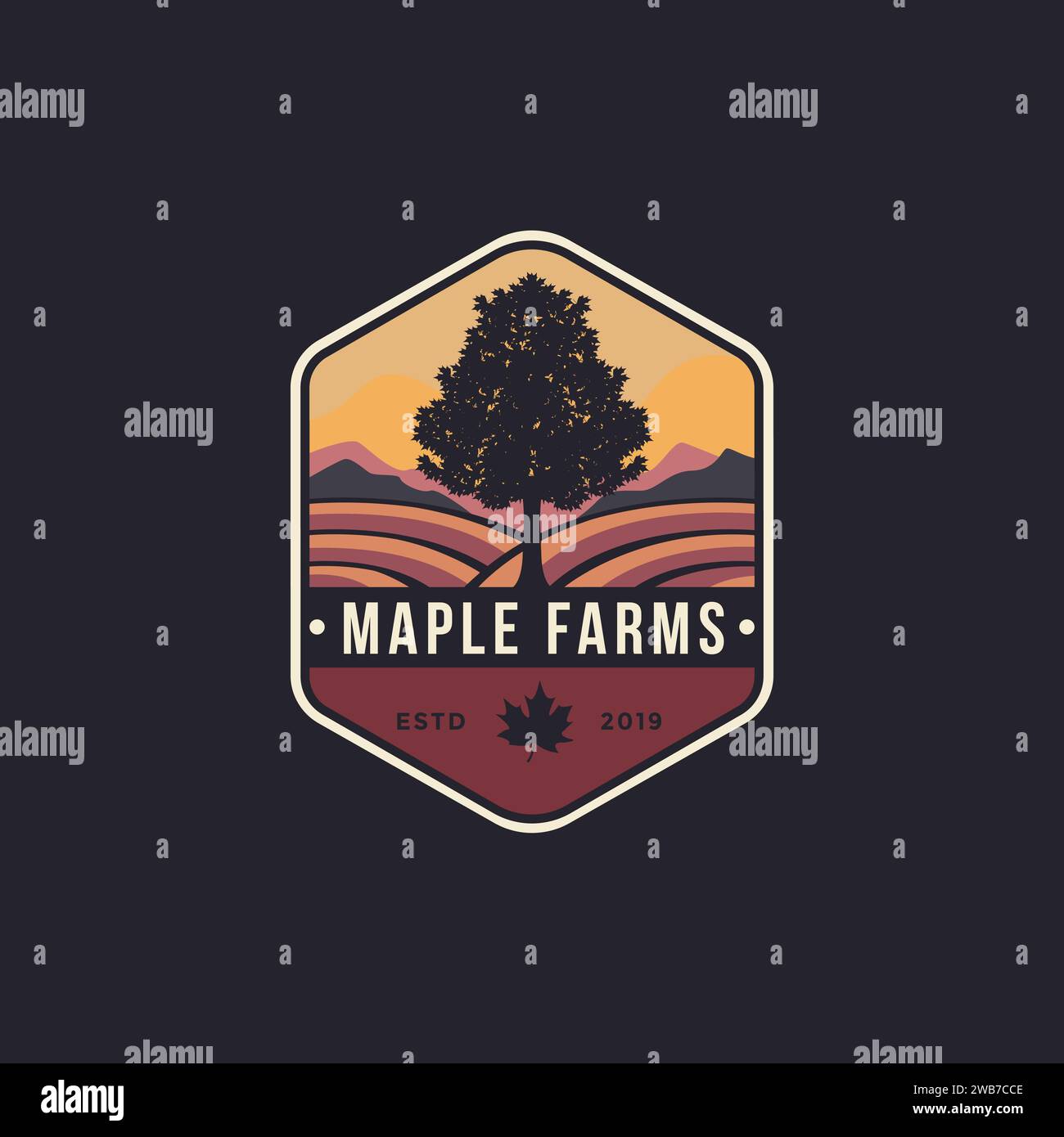 Vintage retro emblem maple tree and farms logo Stock Vector Image & Art ...