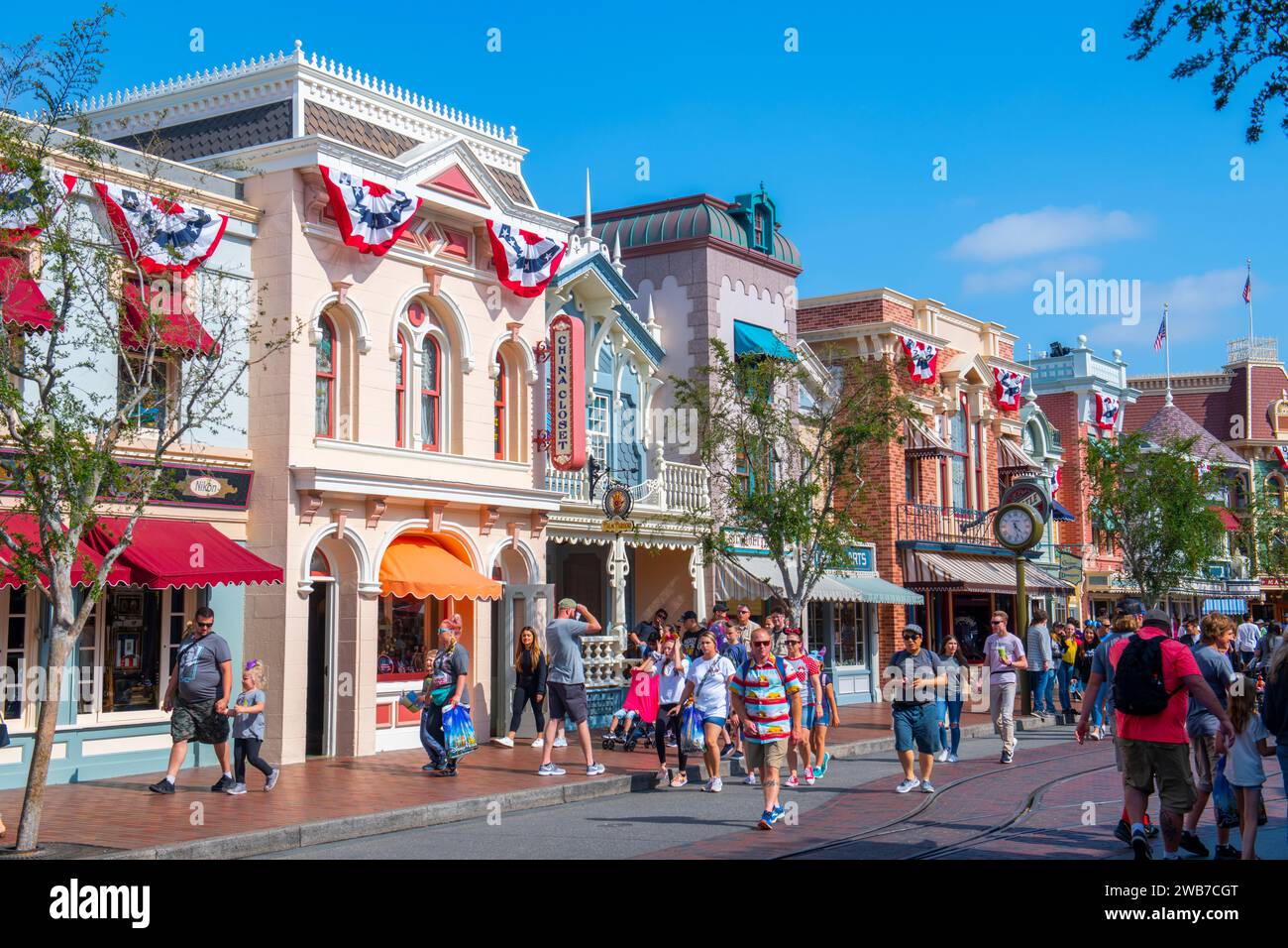 Historic commercial buildings on Main Street at Disneyland Park in ...