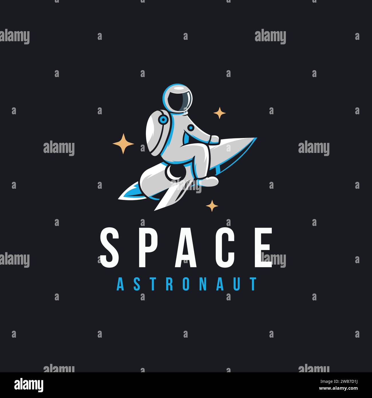 Fun explorer space astronaut mascot logo icon vector template on dark ...