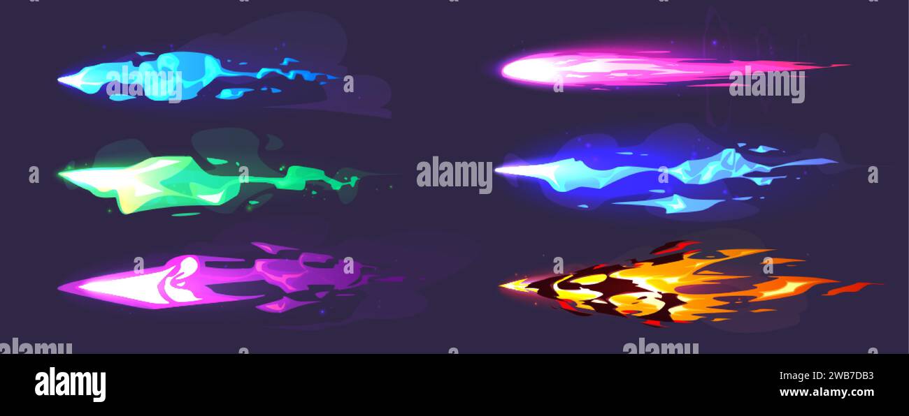 Game handgun or blaster shoot light effect. Cartoon vector illustration ...