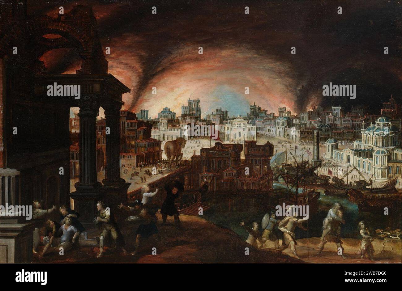 Louis de Caullery and Frans Francken (I) - The Fall of Troy with Aeneas ...