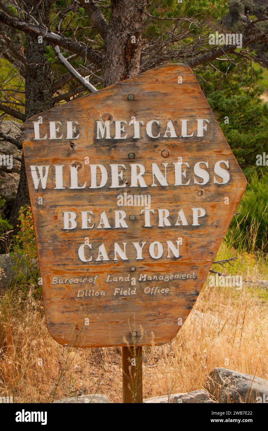 Wilderness sign by Madison River, Lee Metcalf Wilderness Area-Bear Trap ...