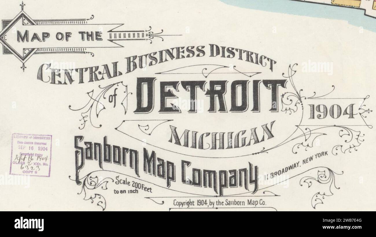 ''MAP OF THE CENTRAL BUSINESS DISTRICT'' ''DETROIT MICHIGAN 1904'' art ...