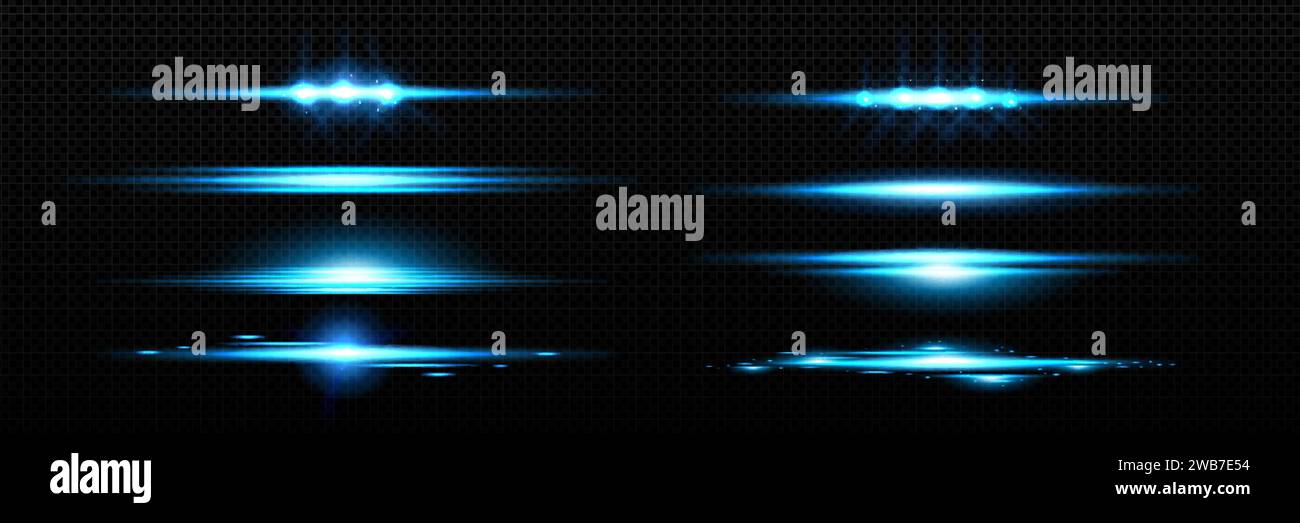 Horizontal blue light line with fade effect. Realistic vector ...