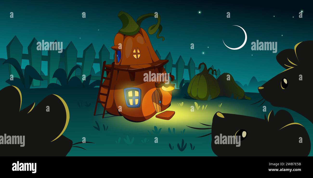 Fairy magic tiny house for gnomes or elves made of pumpkin with doors ...