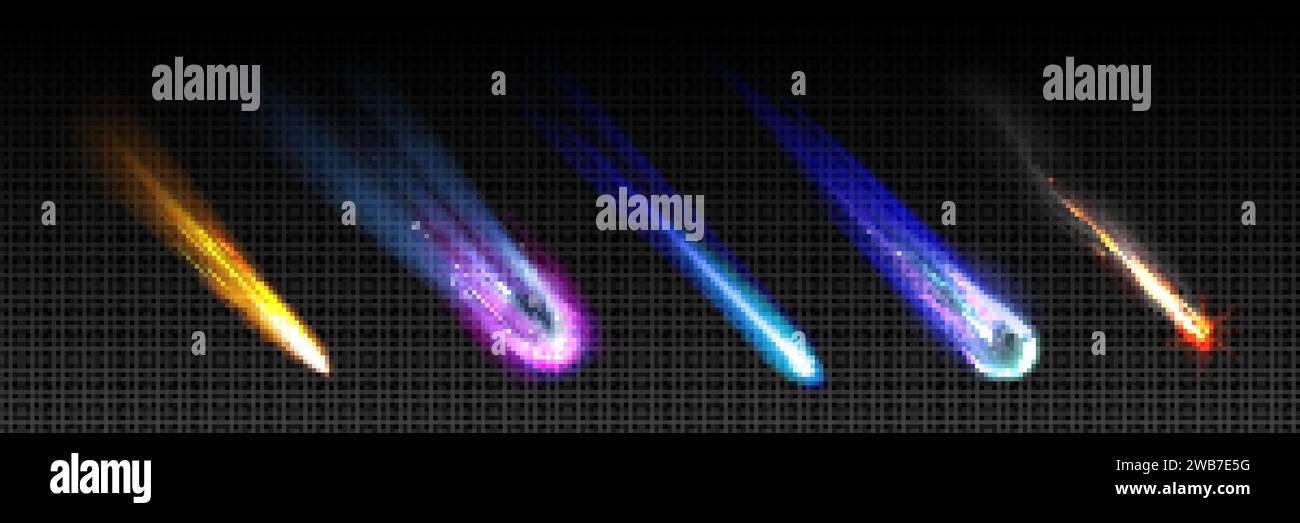 Falling and burning comet with light trail - realistic vector ...