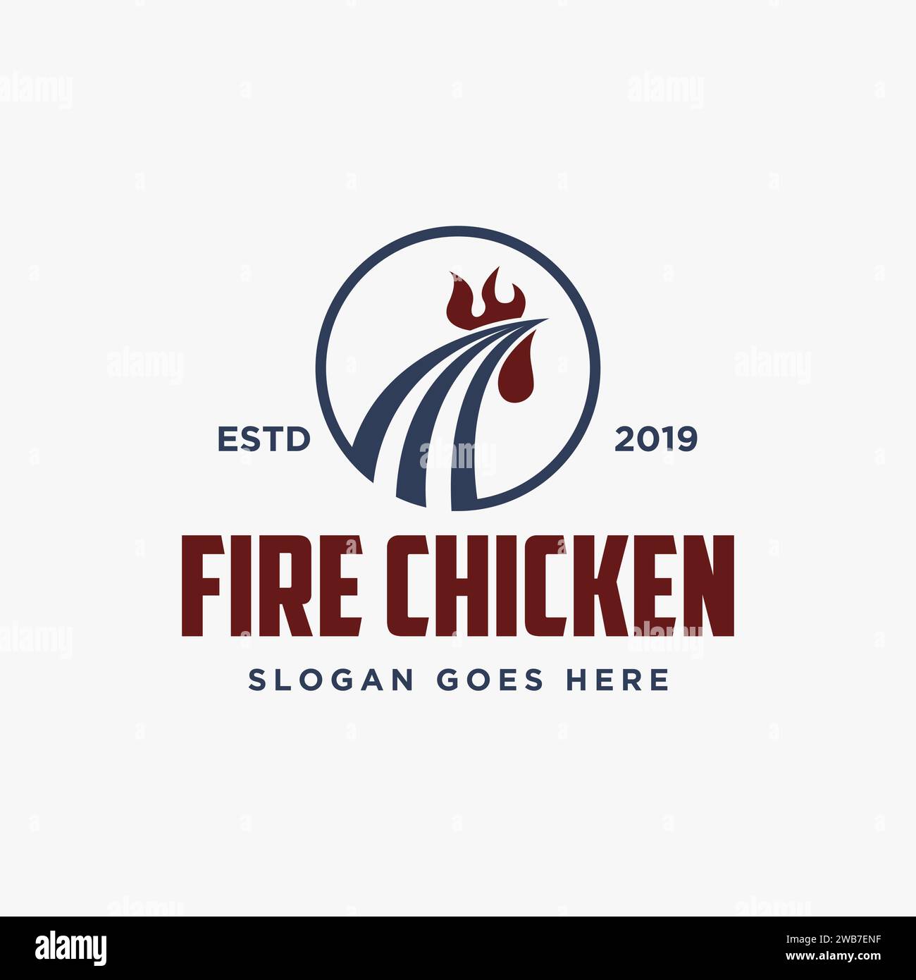 Abstract rooster head and fire, hot fried chicken logo vector Stock ...