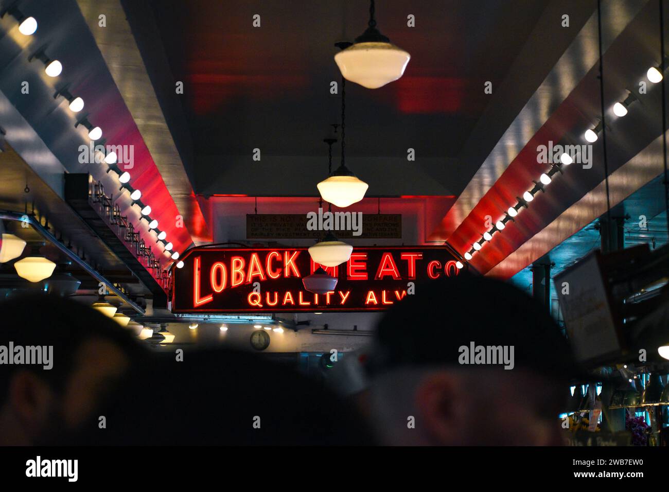 Neon signs around Pike Place Market in Downtown Seattle Stock Photo - Alamy