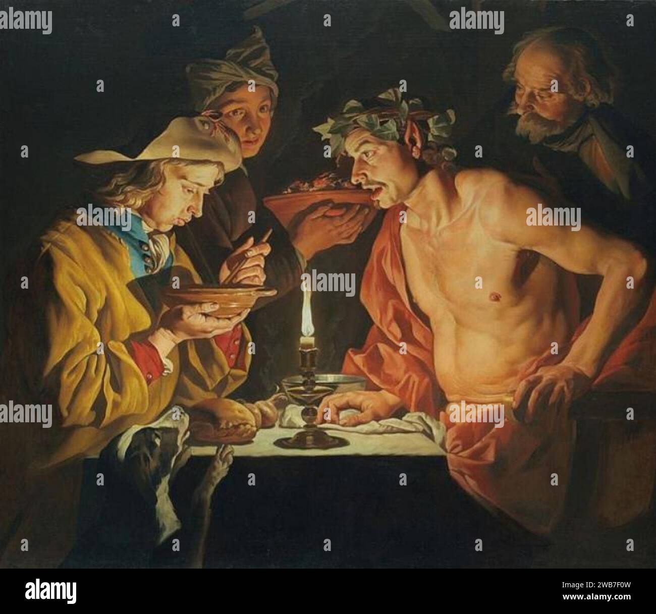 Matthias Stom - The satyr and the peasant Stock Photo - Alamy