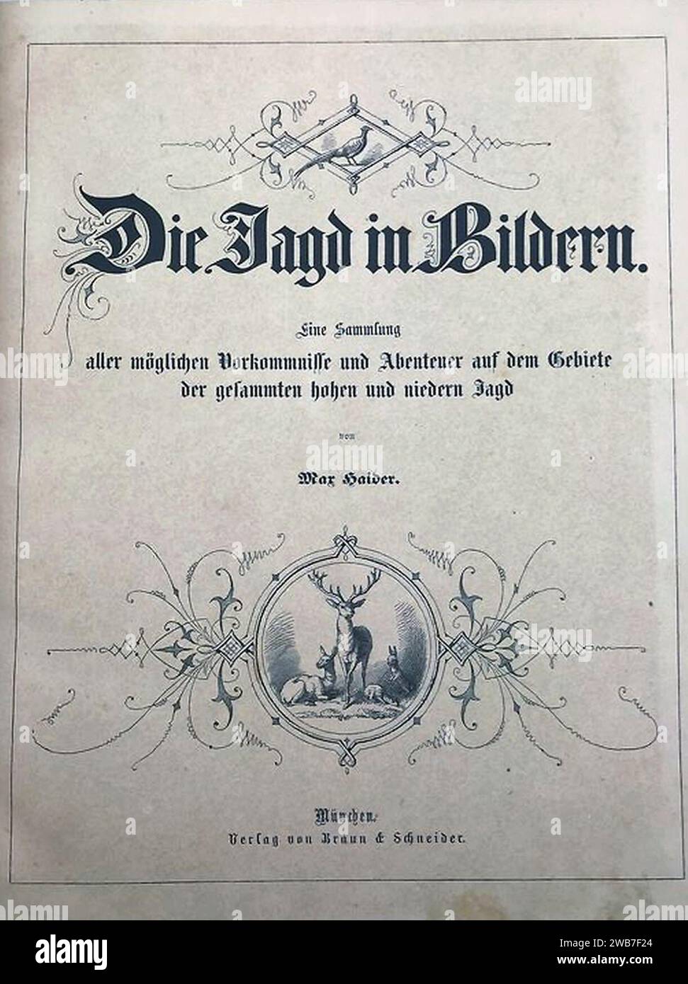 Max Haider, Die Jagd in Bildern, The Hunt in Pictures 1860 Frontispiece ...