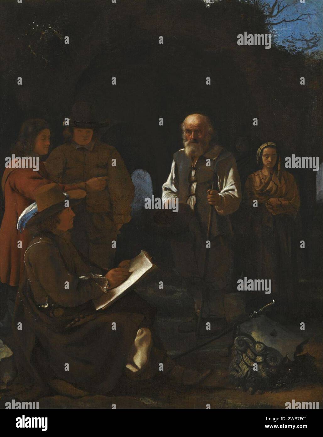 Michiel Sweerts - Young artist seated drawing among roman ruins, two ...