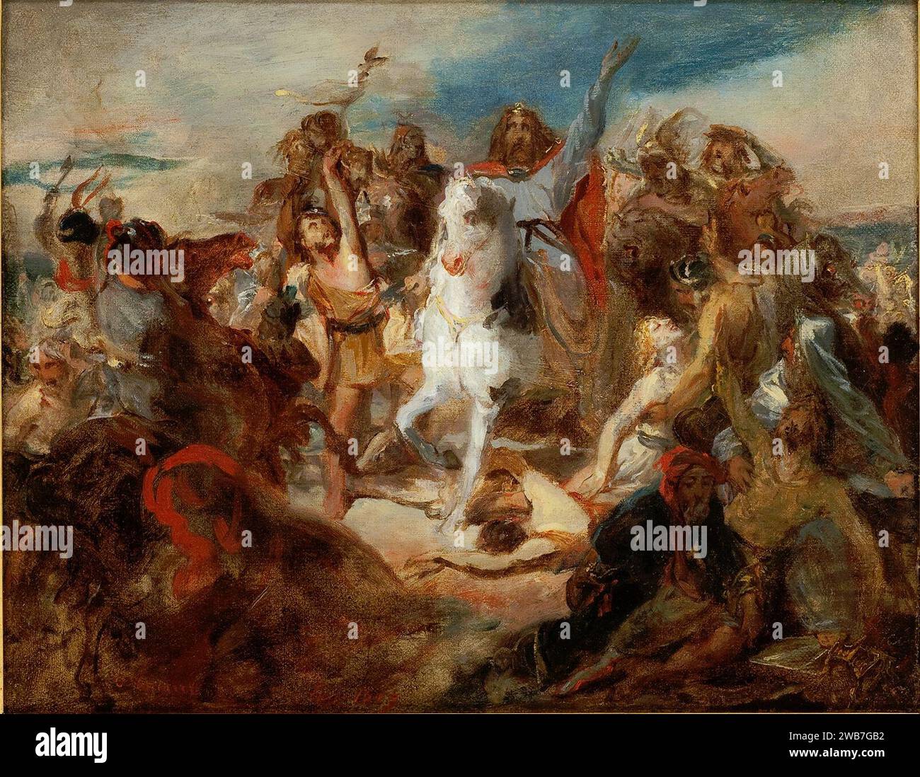 Octave Tassaert - Clovis at the Battle of Tolbiac Stock Photo - Alamy