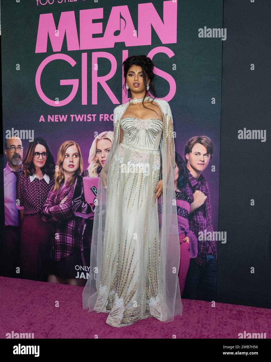 New York, USA. 08th Dec, 2023. Avantika arrives on the 'pink' carpet ...