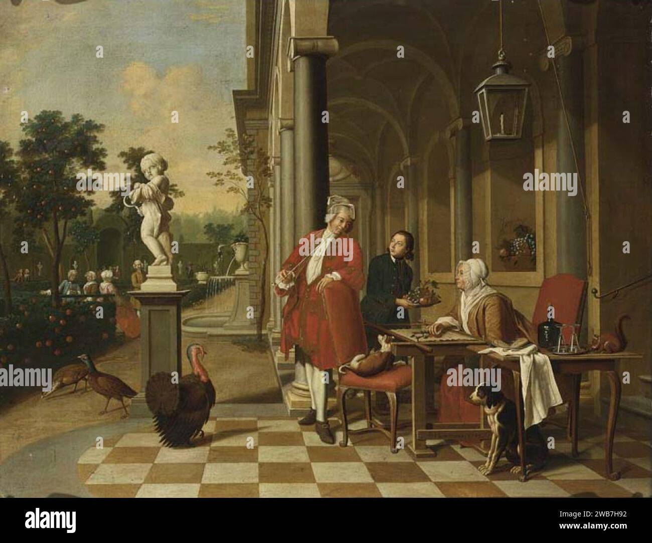 Peter Jacob Horemans - An elegant man smoking a pipe with an elegant ...