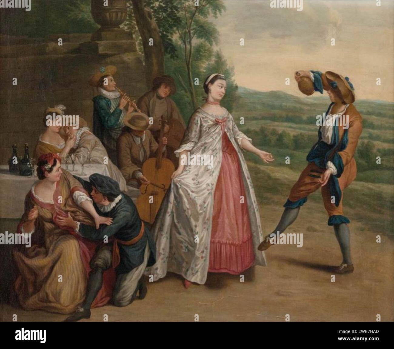 Peter Jacob Horemans - Gallant company with dancing couple and couples ...