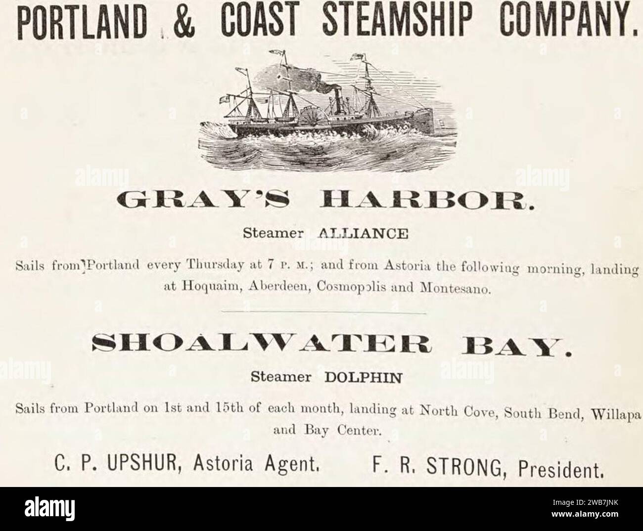''Portland & Coast Steamship Company'' 1890 ad - from book, Along the ...