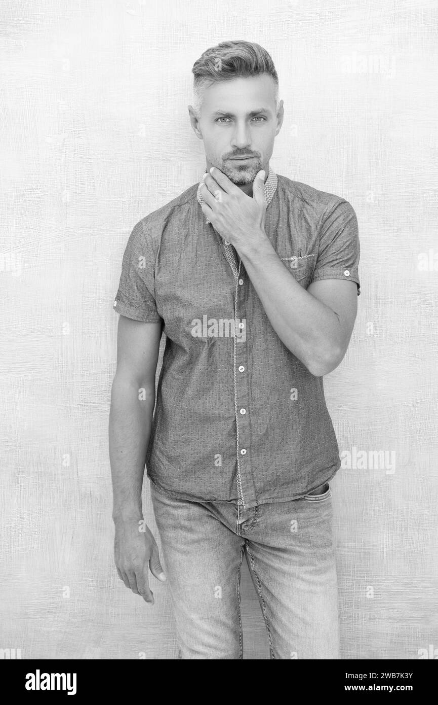 image of caucasian mature guy. caucasian mature guy isolated on grey ...