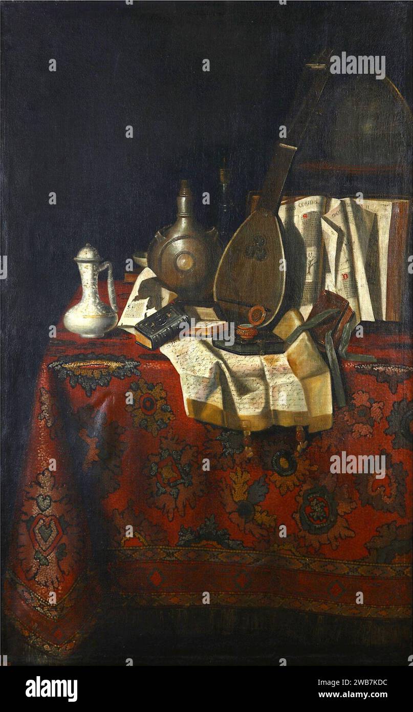 Pseudo-Roestraten - Still Life with a lute on a table top Stock Photo ...