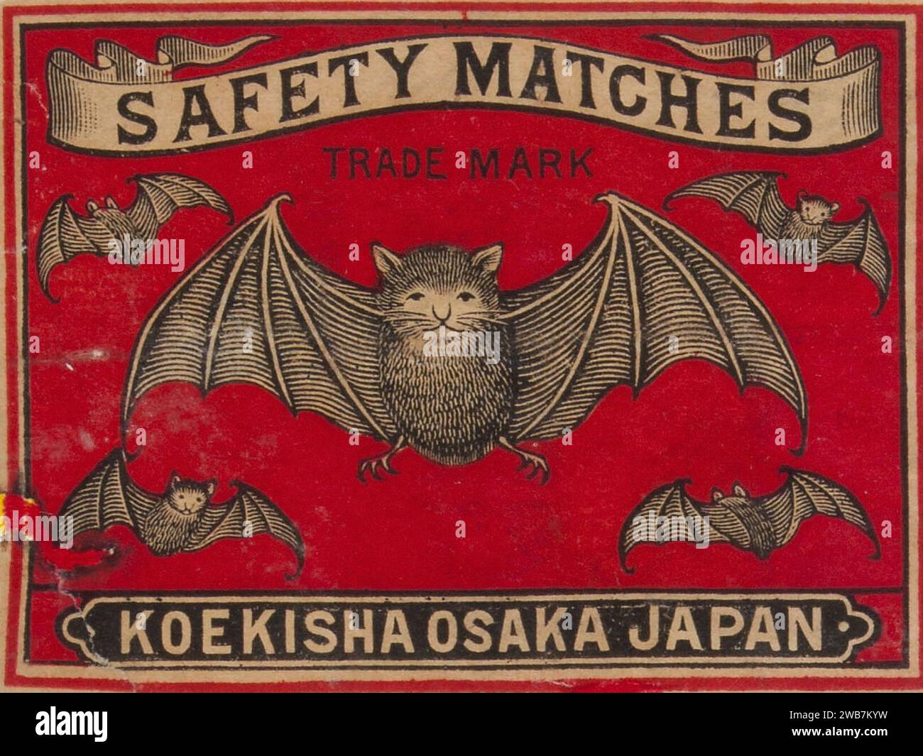 ''Safety Matches Koekisha Osaka Japan'' ''Trade Mark'' bat matchbox ...