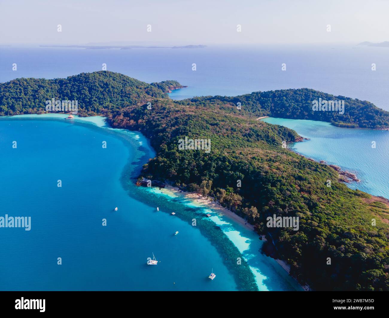 Drone top view at Koh Wai Island Trat Thailand is a tinny tropical ...