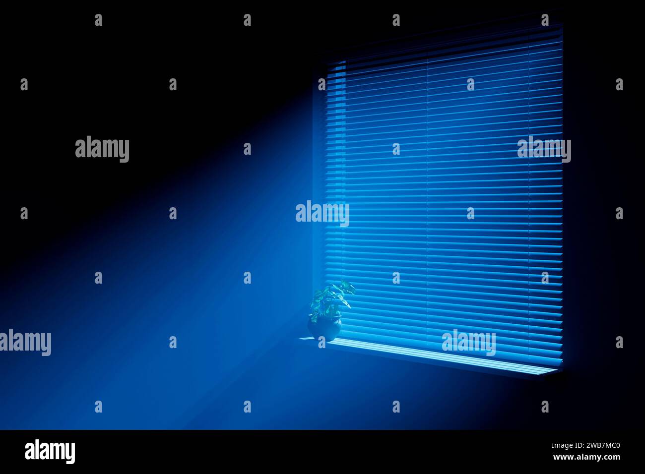 Moonlight through blinds window hi-res stock photography and images - Alamy