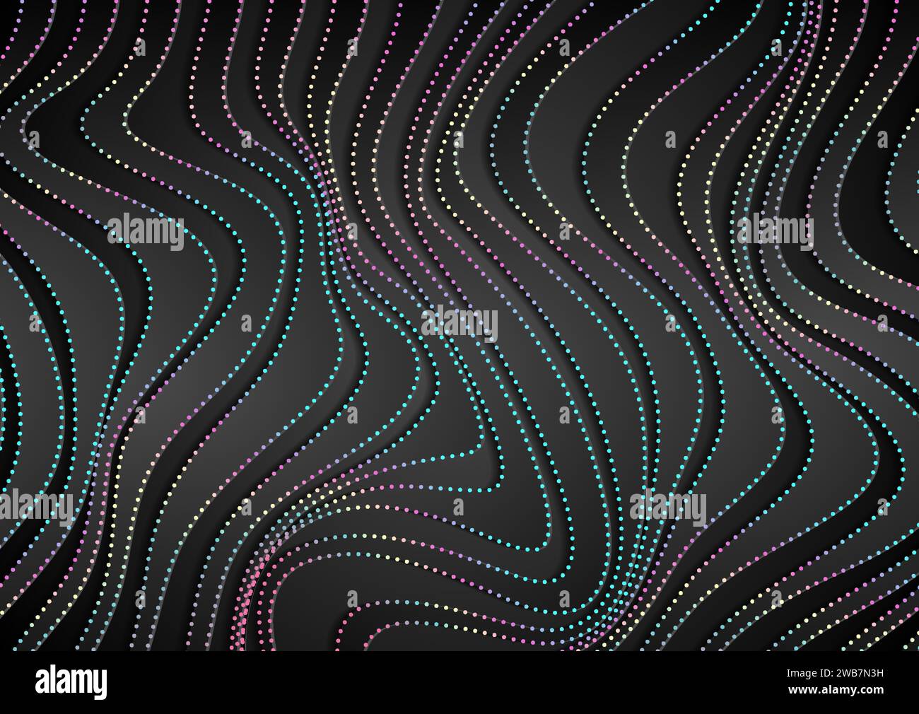 Holographic refracted wavy dotted lines abstract background. Vector ...