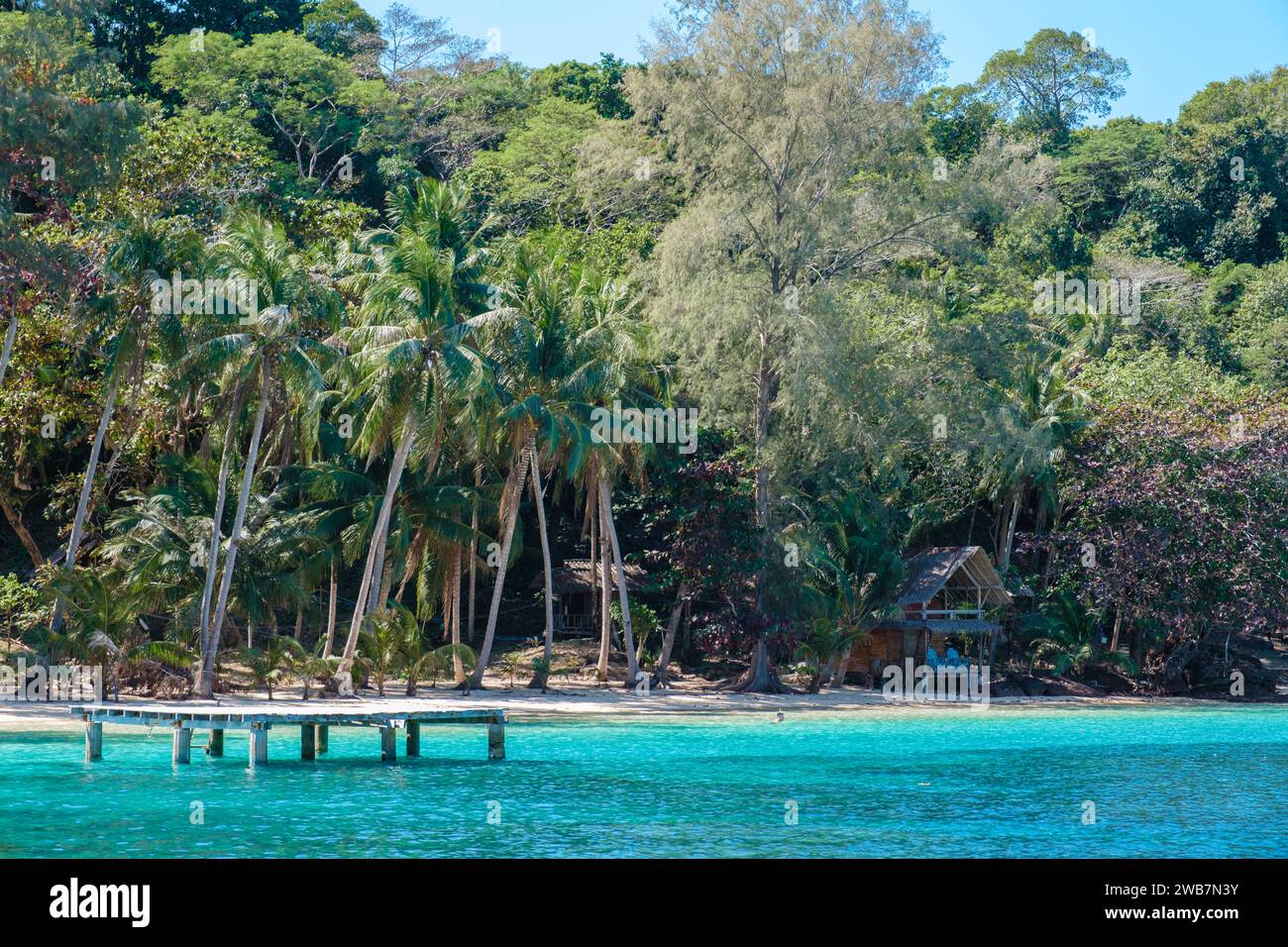 Koh Wai Island Trat Thailand. wooden bamboo hut bungalow on the beach ...