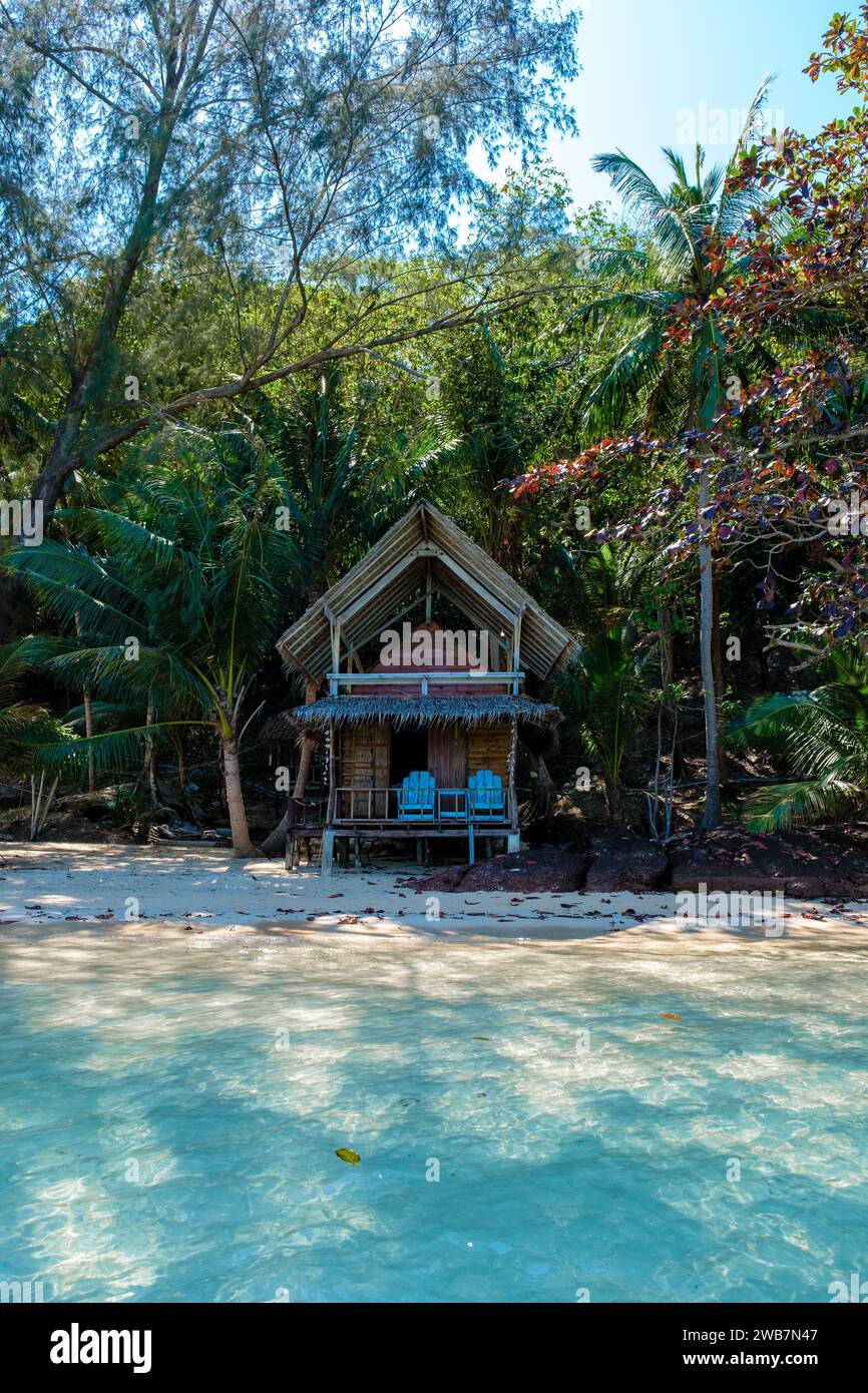 Koh Wai Island Trat Thailand is a tinny tropical Island near Koh Chang. wooden bamboo hut ...