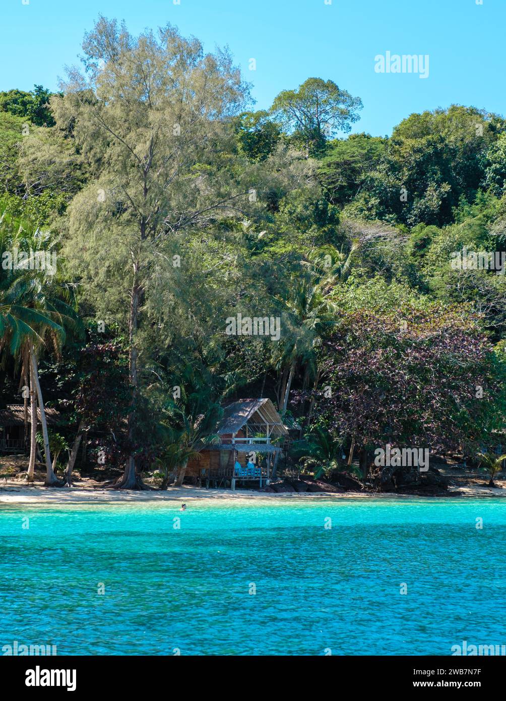 Koh Wai Island Trat Thailand. wooden bamboo hut bungalow on the beach ...