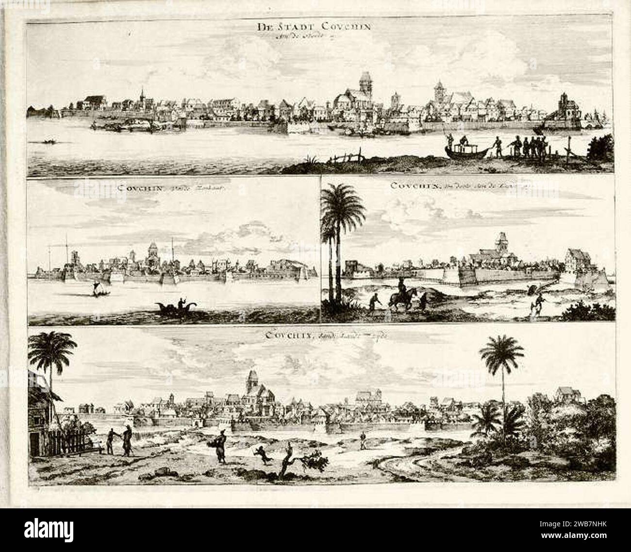 ''The City of Cochin all sides,'' a panoramic view from 'A True and ...